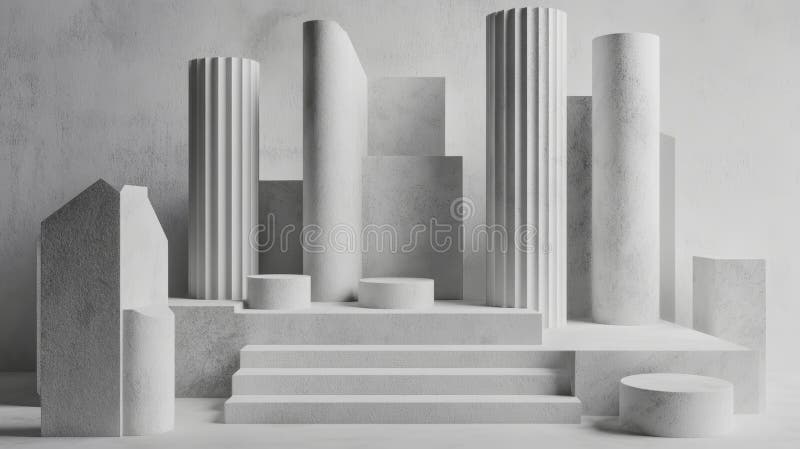 Majestic White Sculpture with Columns, a Fusion of Classical Elegance ...