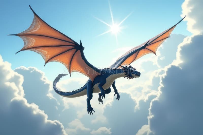 Majestic Wind Dragon Soaring through the Sky (60 Character Stock ...