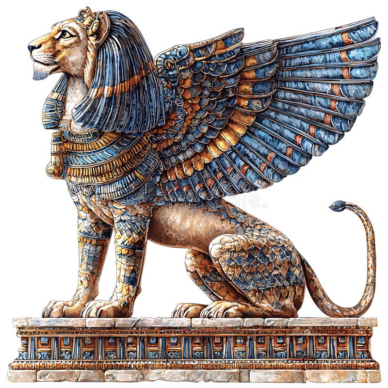 Majestic Winged Lion Statue from Ancient Civilizations Stock ...