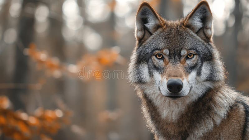 Majestic Wolf in Forest with Double Exposure Effect and Grey Palette ...