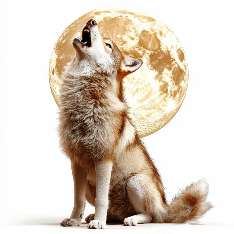 Majestic Wolf Howling at Large, Luminous Moon, Creating Dramatic Scene ...