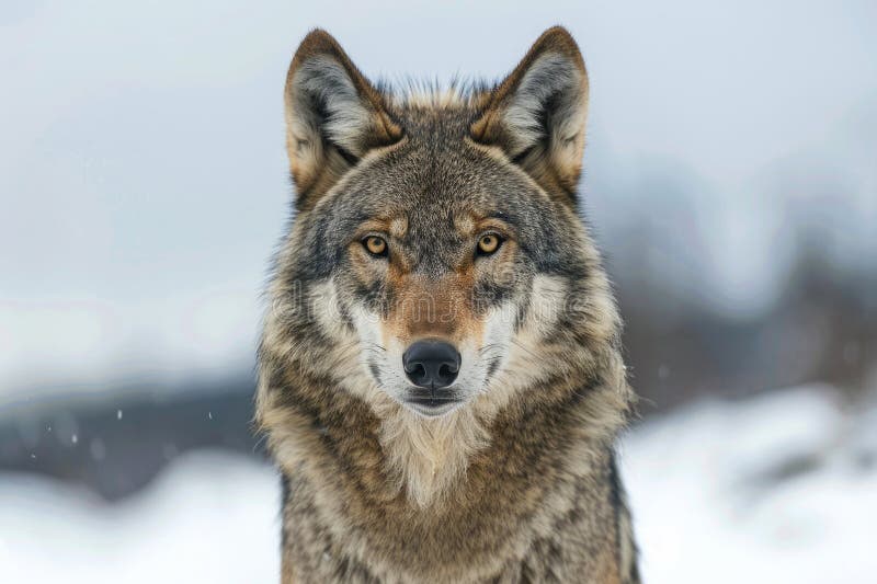 A Majestic Wolf with Piercing Eyes Stares into the Camera. Stock Image ...