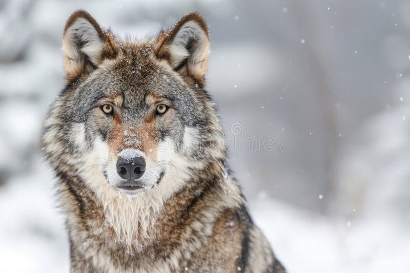 A Majestic Wolf with Piercing Eyes Stares into the Camera. Stock Photo ...