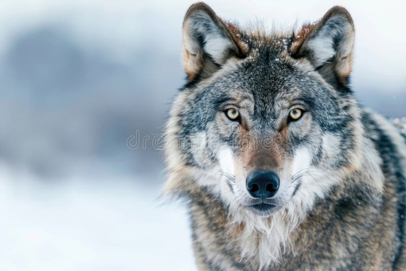 A Majestic Wolf with Piercing Eyes Stares into the Camera. Stock Image ...