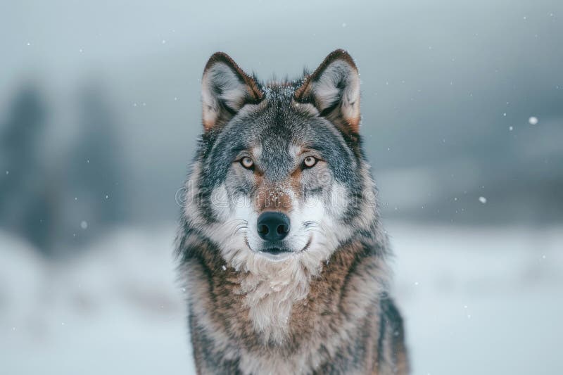 A Majestic Wolf with Piercing Eyes Stares into the Camera. Stock Image ...