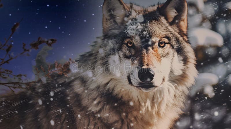 Majestic Wolf Roaming the Snowy Wilderness Stock Illustration ...