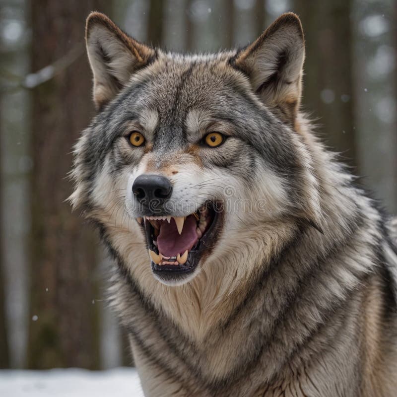 Majestic Wolf in Snowy Forest Intense Gaze Stock Illustration ...