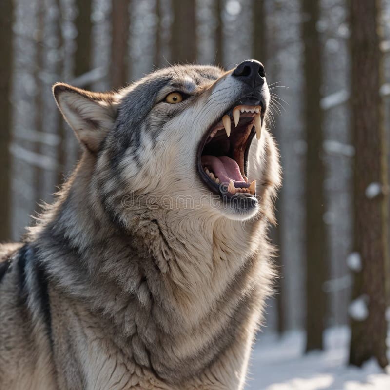 Majestic Wolf in Snowy Forest Intense Gaze Stock Illustration ...