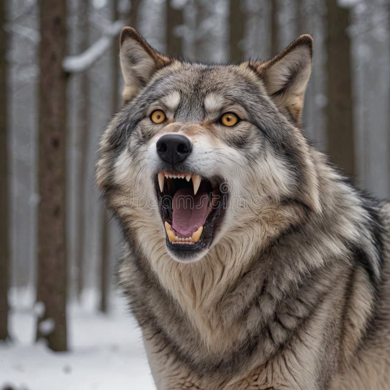 Majestic Wolf in Snowy Forest Intense Gaze Stock Illustration ...