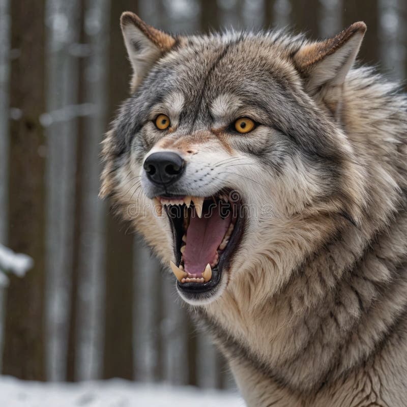 Majestic Wolf in Snowy Forest Intense Gaze Stock Illustration ...