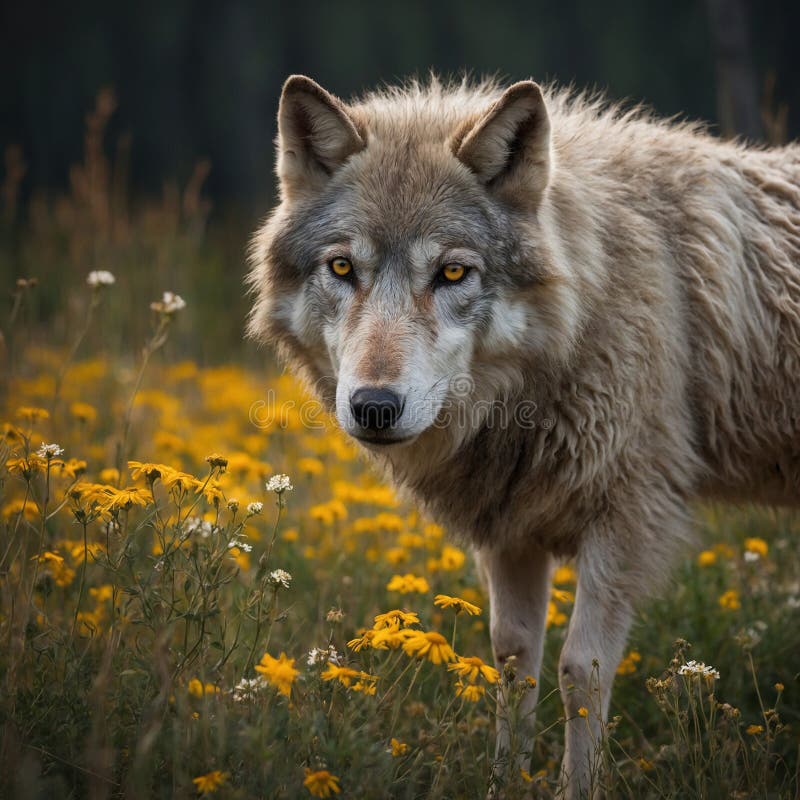 A Majestic Wolf Standing in the Wilderness with Intense Gaze Created by ...