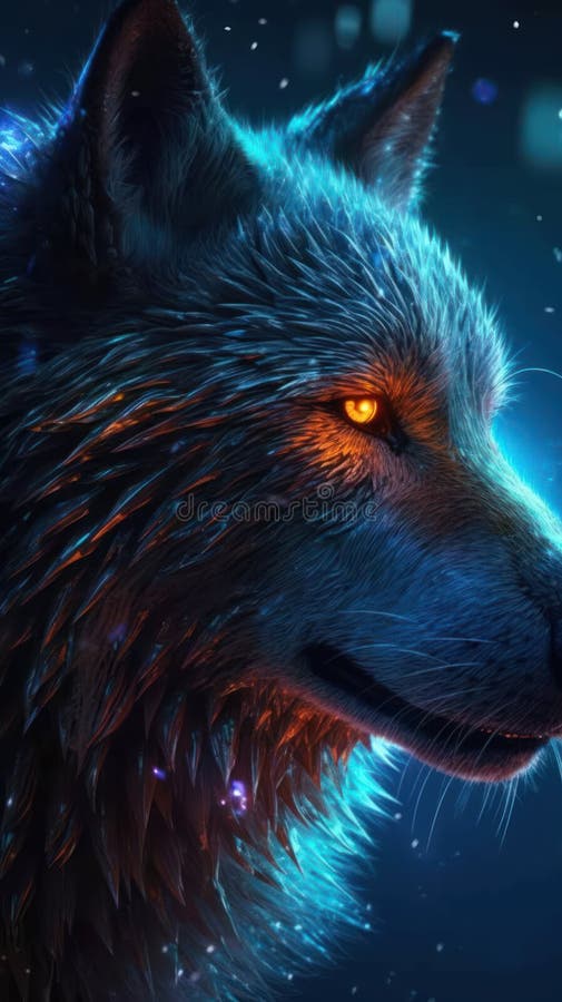 Majestic Wolves on a High-Resolution Wallpaper . Stock Illustration ...