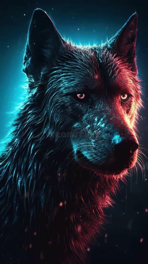 Majestic Wolves on a High-Resolution Wallpaper . Stock Illustration ...