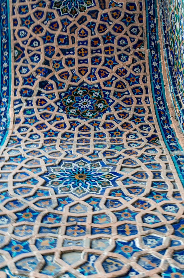 Majolica Tile Pattern on a Madrasah in Samarkand, Uzbekistan. an ...