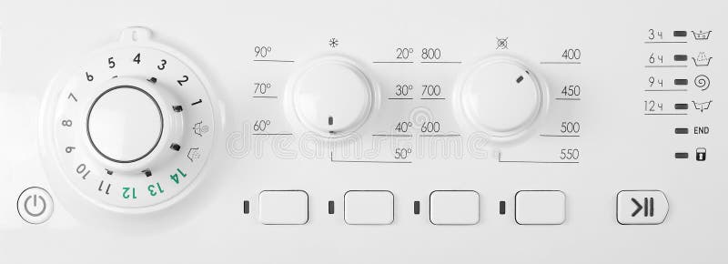 Home Appliance - Front View Washing Machine Control Panel Stock Photo ...