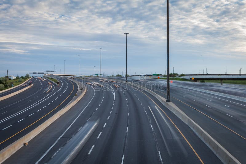 Major Highway in the Early Evening Stock Image - Image of construction ...