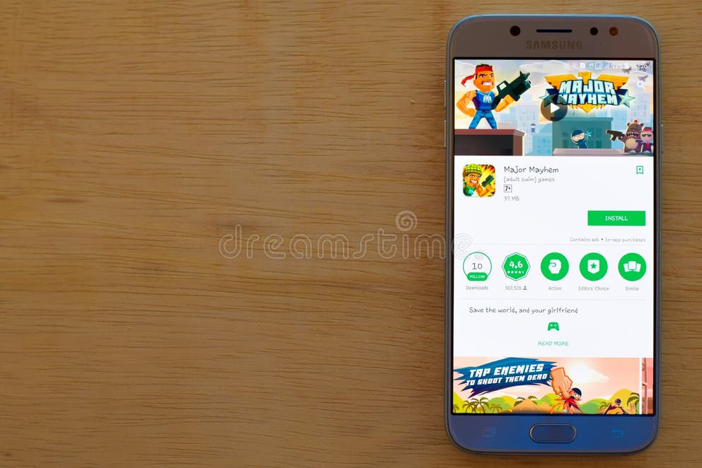 Major Mayhem Dev Application on Smartphone Screen. Editorial ...