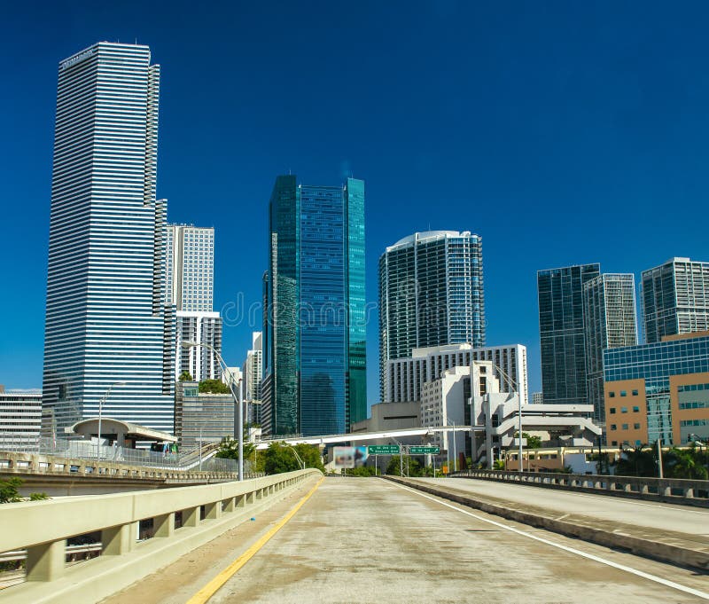 Major Road To Downtown Miami, Florida Stock Image - Image of tourism ...