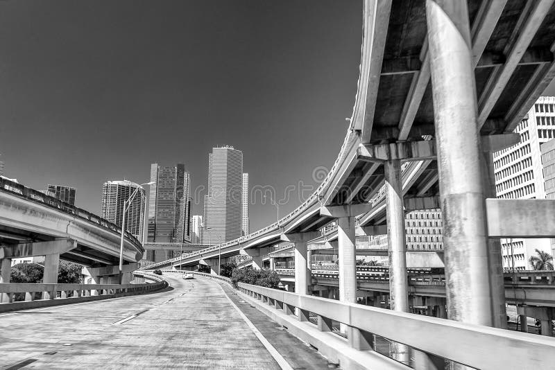 Major Road To Downtown Miami, Florida Stock Photo - Image of ...