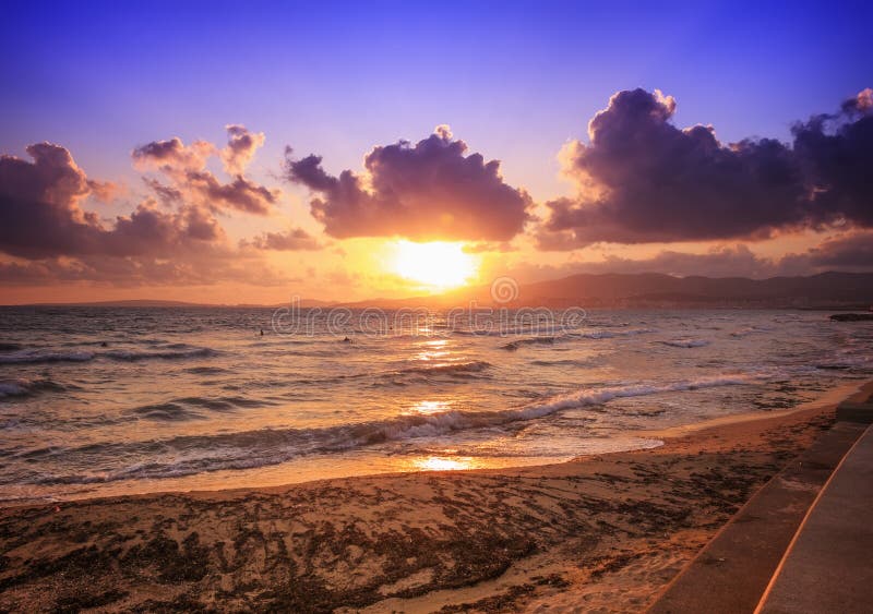 Majorca beach stock image. Image of landscape, sunrise - 60286159