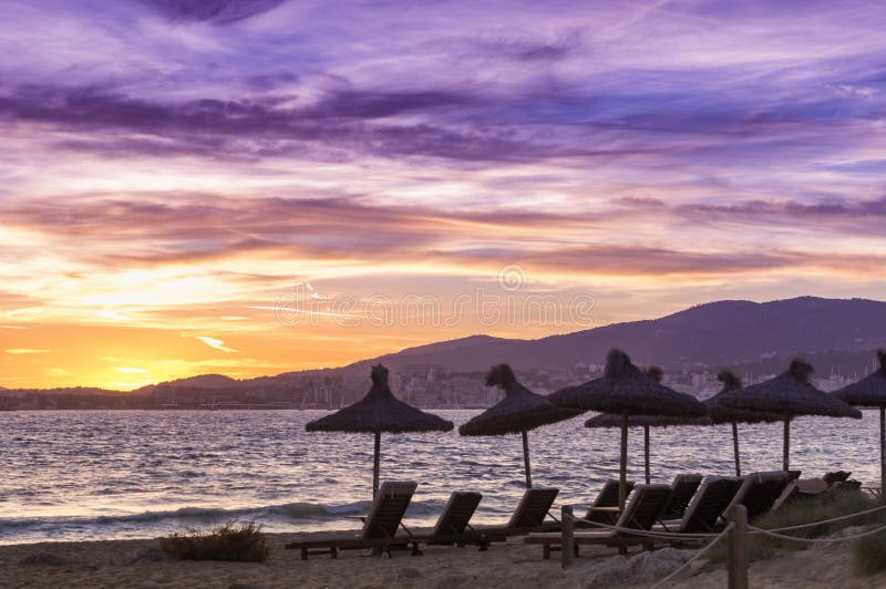 Majorca beach stock photo. Image of majorca, playa, sunrise - 61580192