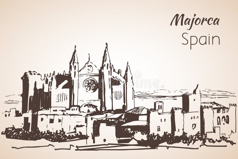 Majorca Island Sketch. Sketch Stock Vector - Illustration of drawn ...