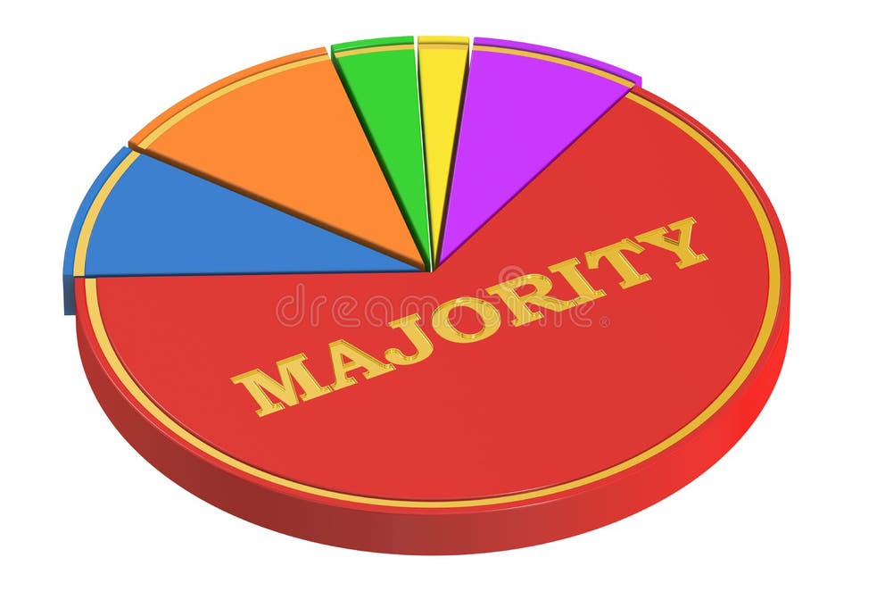 Majority Concept with Pie Chart, 3D Rendering Stock Illustration ...