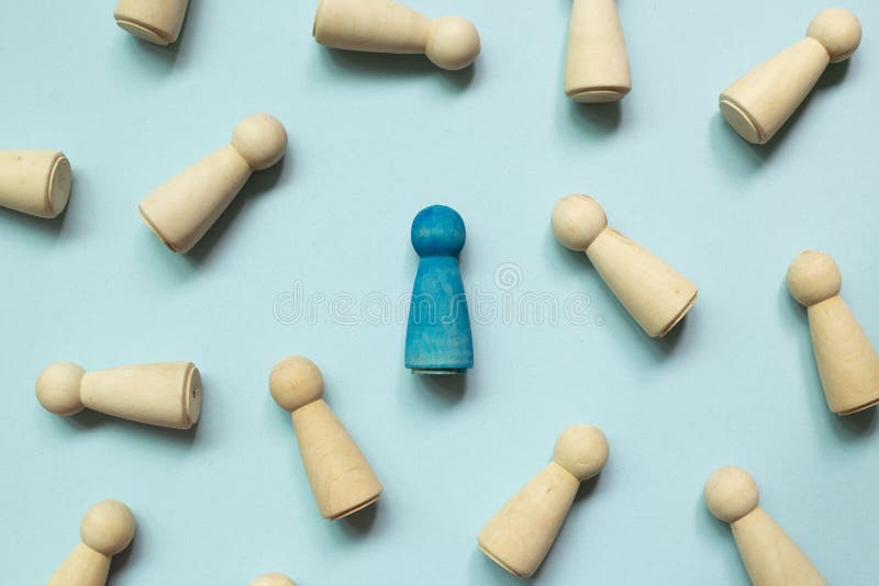 Majority Vs Minority Concept. Wooden Human Figure on Blue Background ...