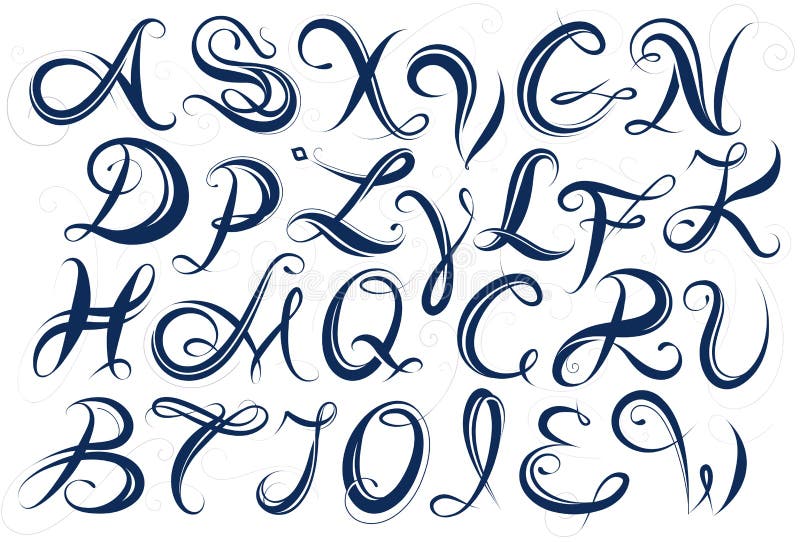Majuscules D'alphabet Manuscrit Illustration de Vecteur - Illustration ...