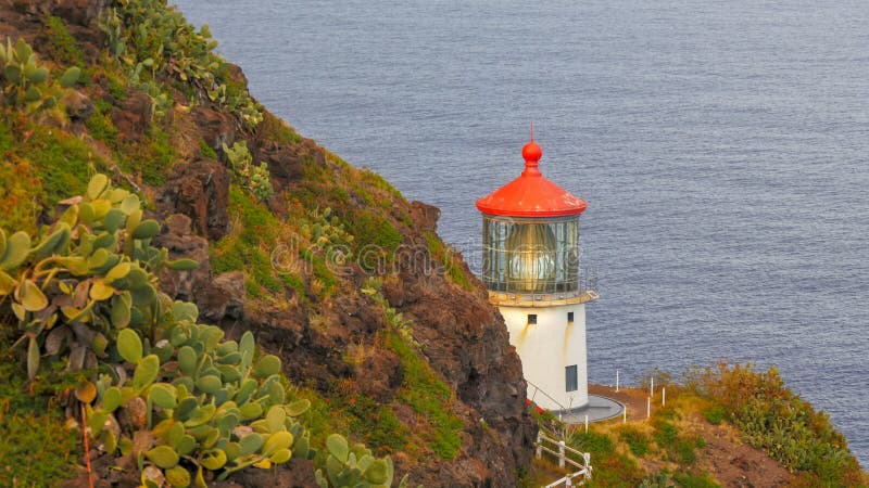 Lighthouse on the Hawaiian Island of Oahu at Sunset Stock Photo - Image ...