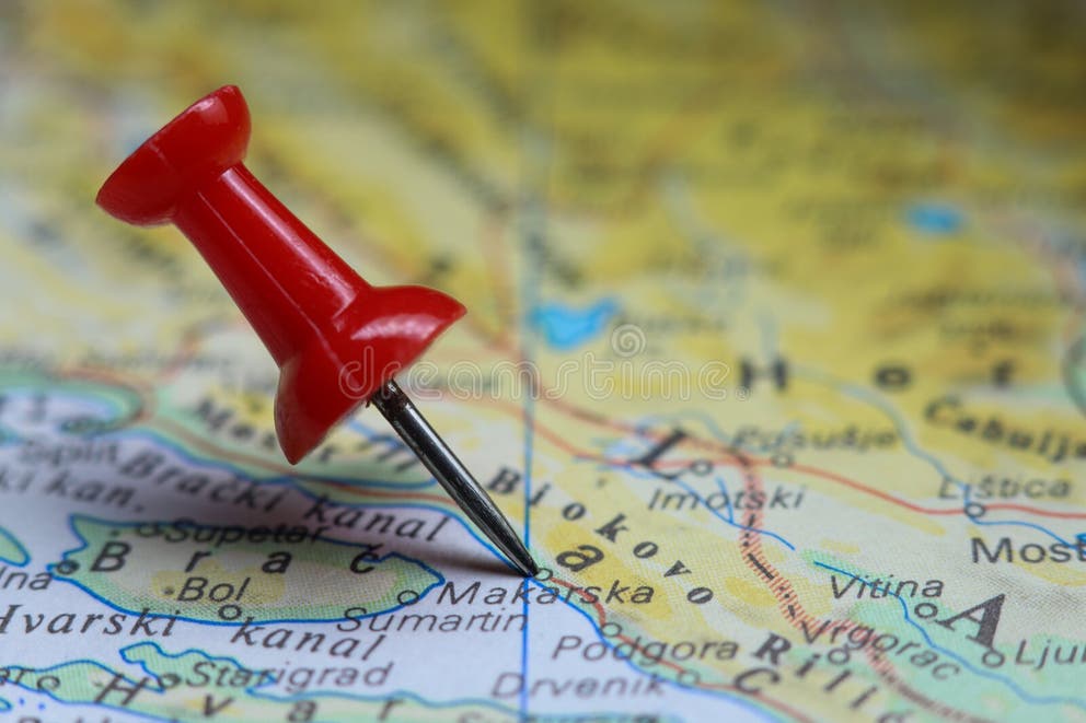 Makarska, Croatia Pin on Map Stock Photo - Image of earth, macro: 370074128