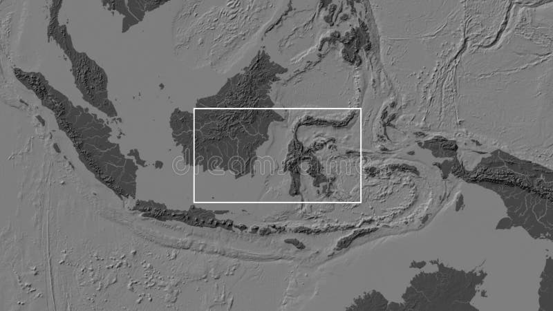 Makassar Strait. Bilevel Map. Patterson Cylindrical. Diagram Stock ...