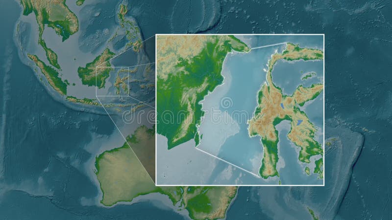 Makassar Strait. Pale Map. Patterson Cylindrical. Diagram Stock Footage ...