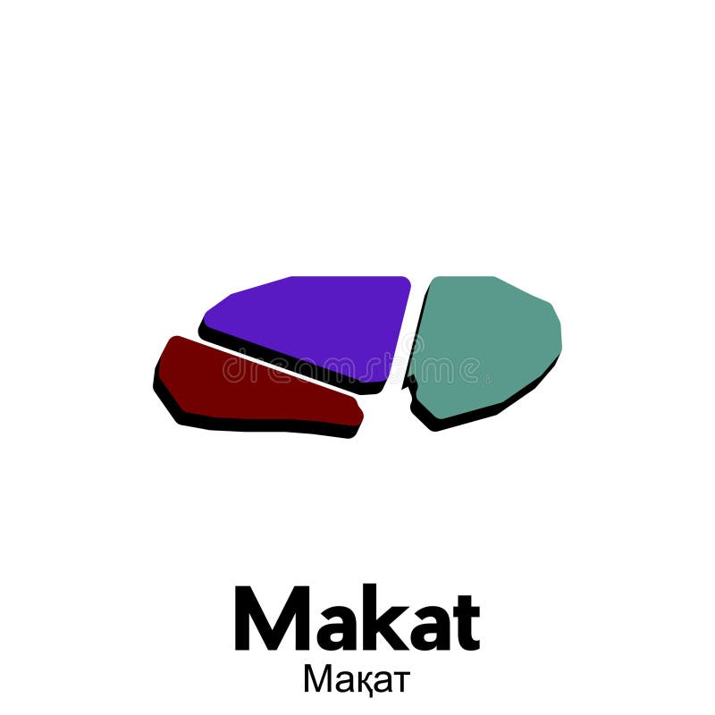 Makat Map Vector Illustration Modern, Illustrated Map of Kazakhstan ...