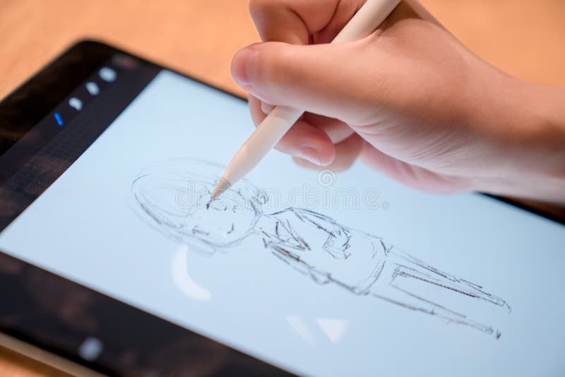 Painting on a tablet. stock image. Image of digital - 107436625