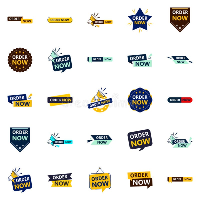 Make a Big Impact with Our Pack of 25 Order Now Banners Stock Vector ...