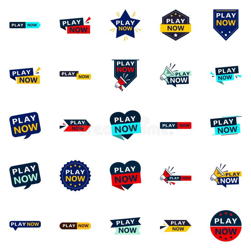 Make a Big Impact with Our Pack of 25 Play Now Banners Stock Vector ...
