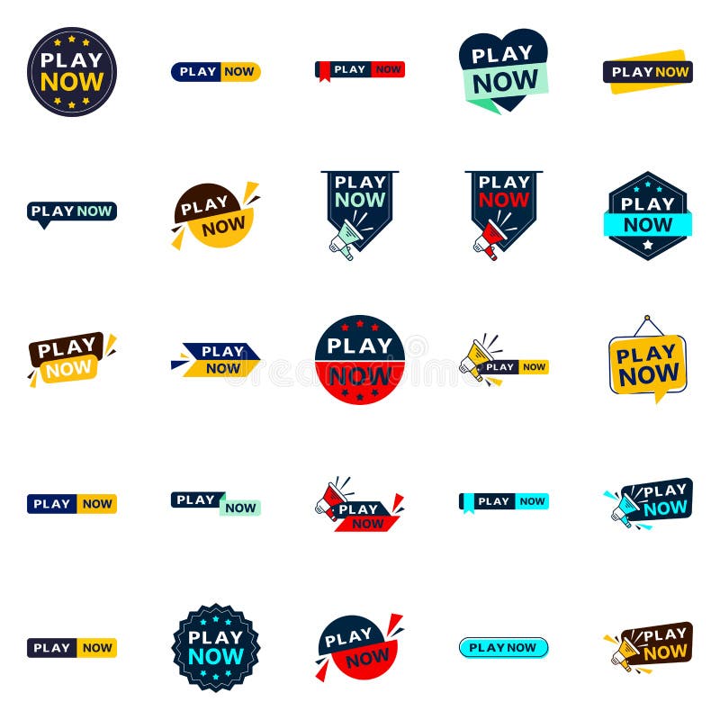 Make a Big Impact with Our Pack of 25 Play Now Banners Stock Vector ...