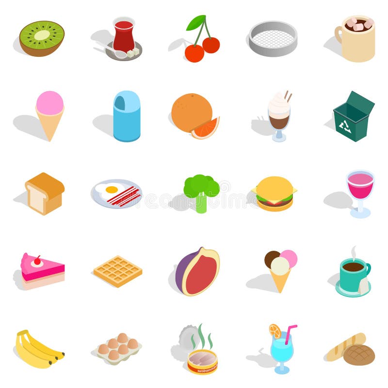 Make a Breakfast Icons Set, Isometric Style Stock Vector - Illustration ...