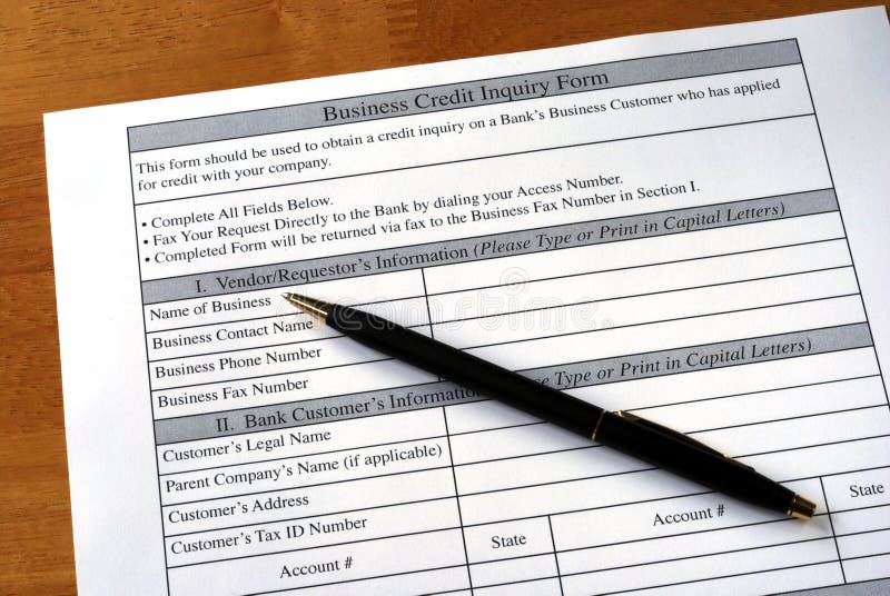 Credit Inquiry Form stock image. Image of investment, paperwork - 1212061