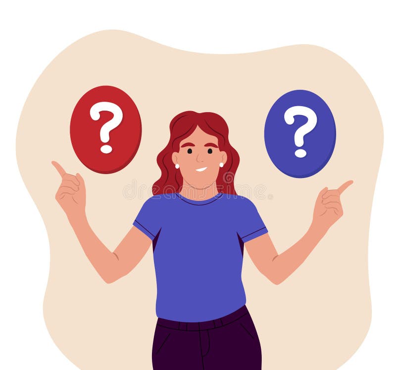 Make Choice, Decision Concept. a Young Woman Makes a Choice, Thinks ...