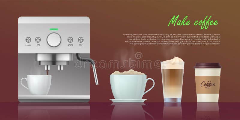 Coffee 3d Banner with Takeaway Cup of Coffee Stock Vector ...