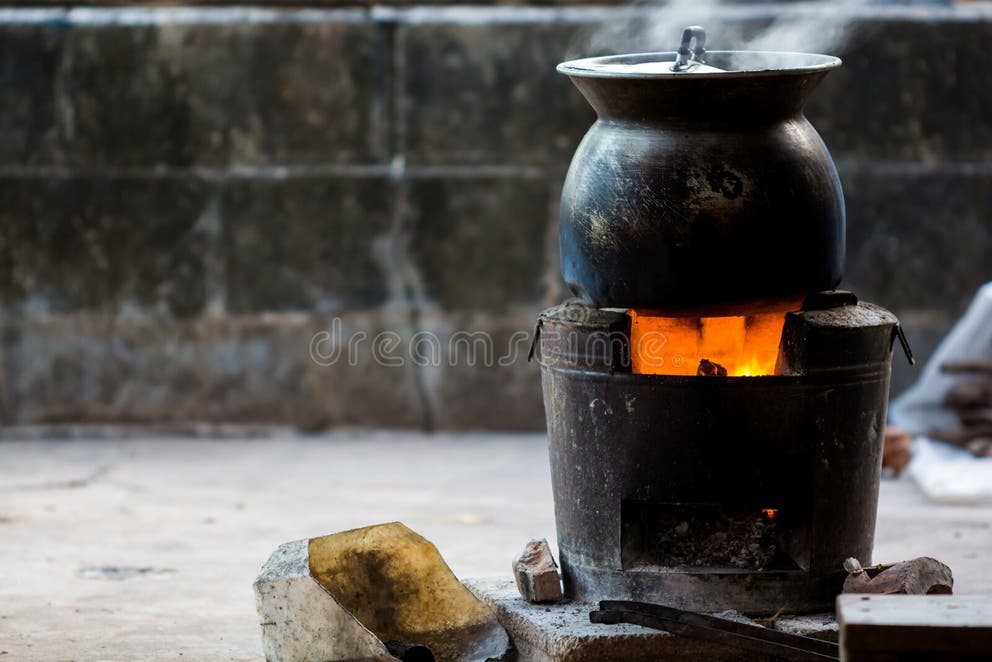 Make cooking with old pot stock photo. Image of iron - 55861718
