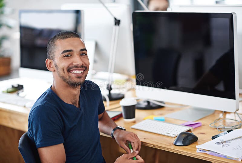 Make Creativity a Job. Portrait of a Young Designer at Work on His ...