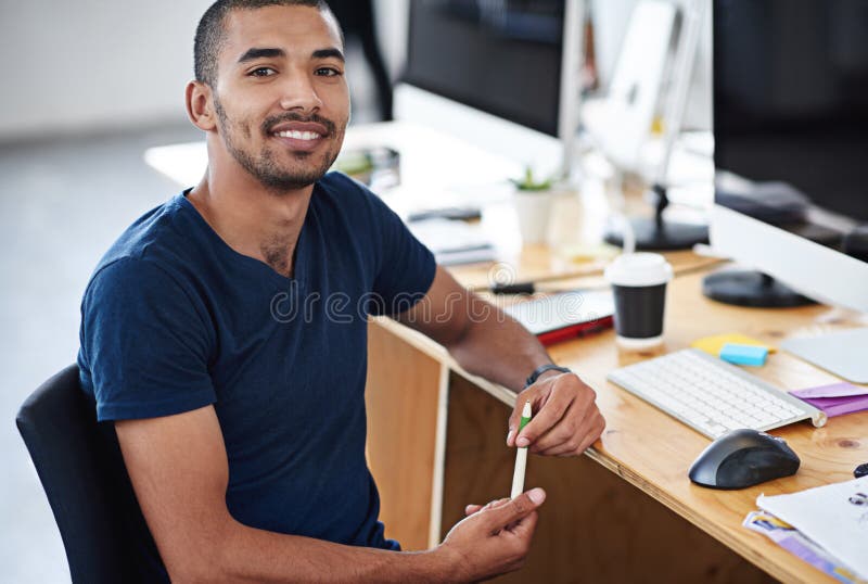 Make Creativity a Job. Portrait of a Young Designer at Work on His ...