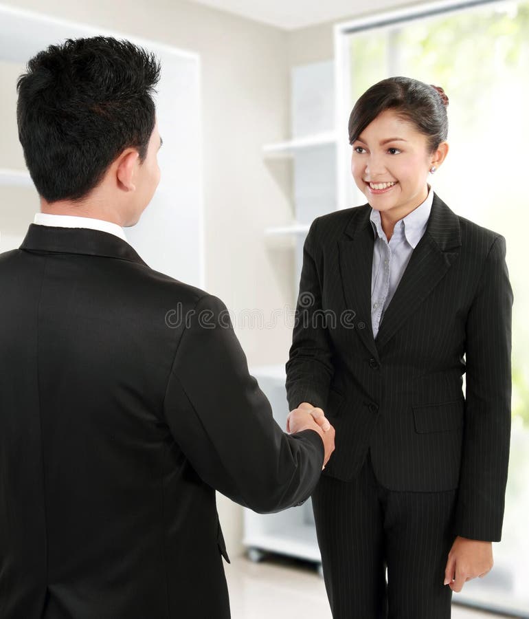 Businessman and Businesswoman Concluding a Deal Stock Image - Image of ...