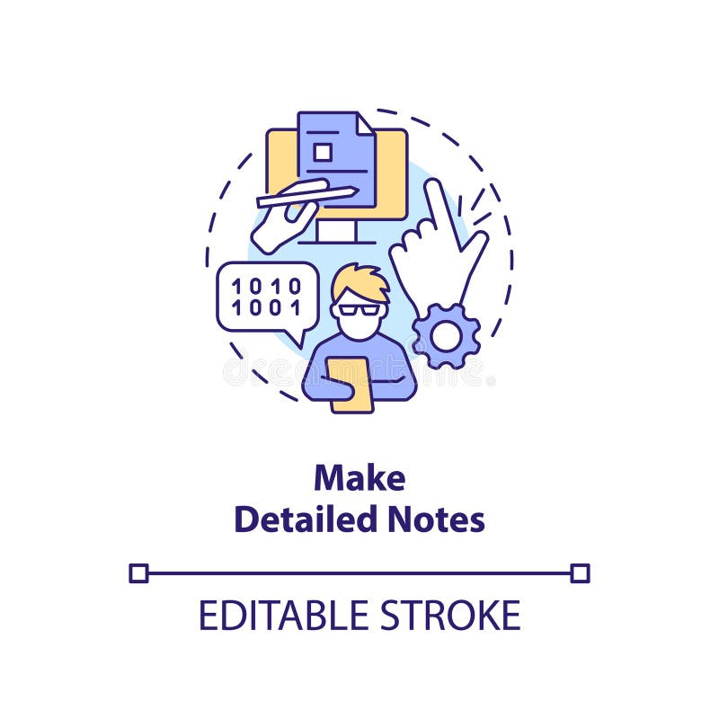 Make Detailed Notes Concept Icon Stock Vector - Illustration of icon ...