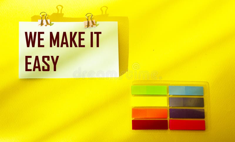 We Make it Easy the Text is Written on a Sticker Stock Image - Image of ...