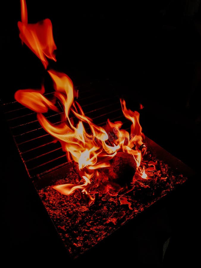 Make a Fire from Coconut Shells for Grilling Events Stock Photo - Image ...