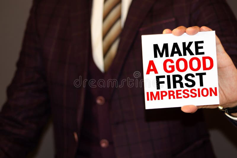 Make a Good First Impression Placard with Bokeh Background Stock Image ...